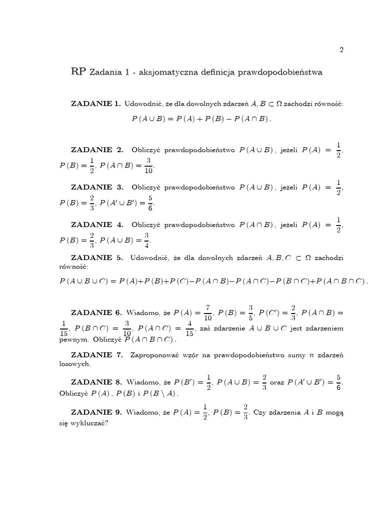 Probabilistyka Zadania Klasa3 | PDF