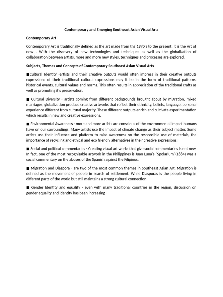 Contemporary and Emerging Southeast Asian Visual Arts | PDF