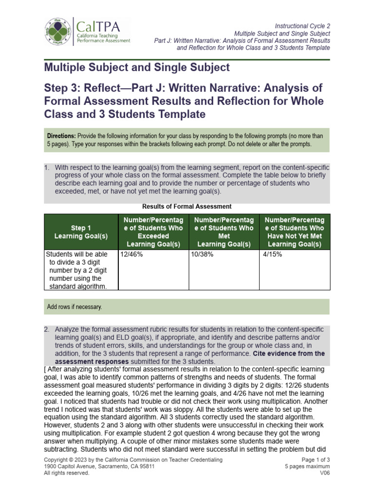 CalTPACycle2PartJMath 1 | PDF | Thought | Learning