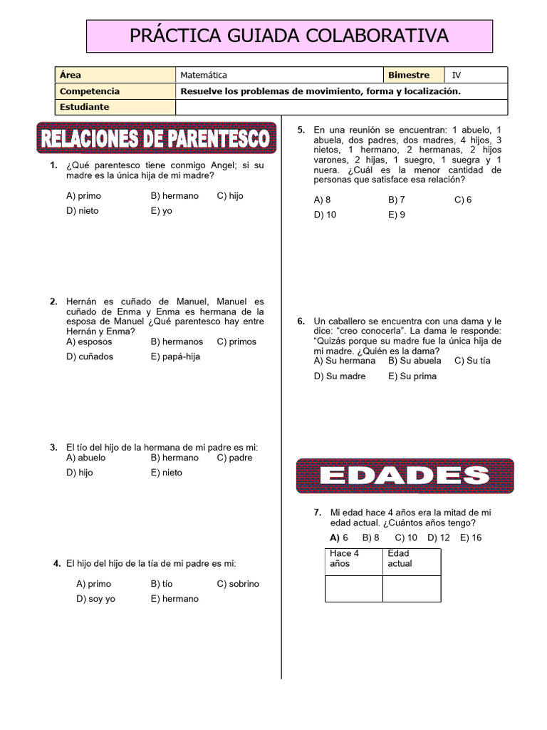 Sec 1 - IV Bim - s6 - Practica Guiada Colaborativa | PDF