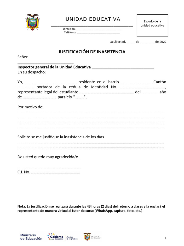 Justificación de Falta 2022-2023 | PDF