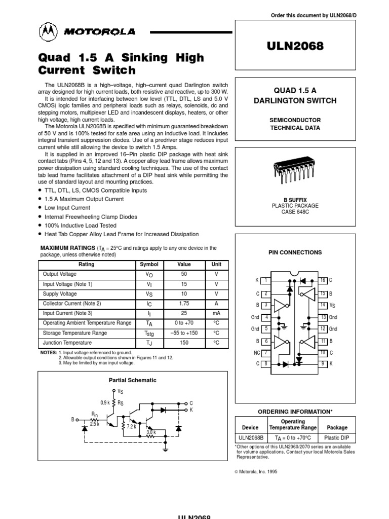 ULN2068B | PDF | Electrical Engineering | Electricity