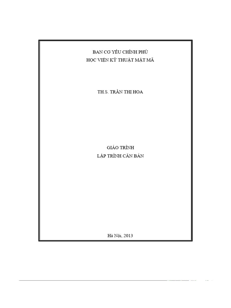 Giao Trinh Lap Trinh Can Ban Hoc Vien Bao Chi Va Tuyen Truyen 126677 | PDF