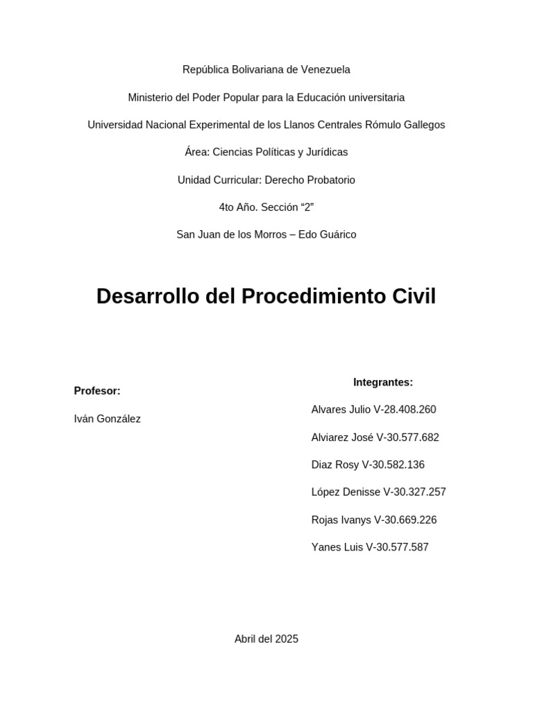 Desarrollo Del Procedimiento Civil | PDF | Procedimiento Civil ...