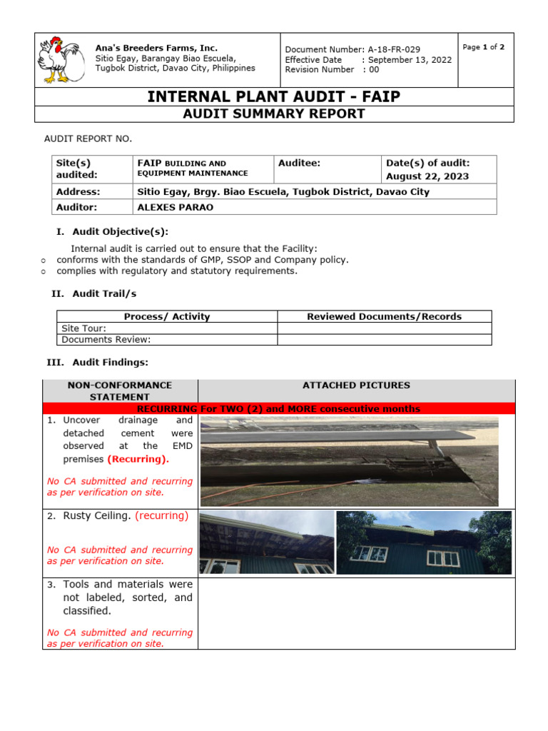 IPA - Building and Equipment Maintenance August 22, 2023 | PDF | Audit ...