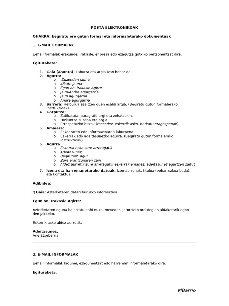 POSTA ELEKTRONIKOAK | PDF