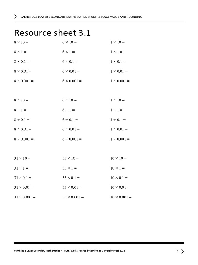 Stage 7 Maths Resource Sheet 3 1 | PDF | Mathematics
