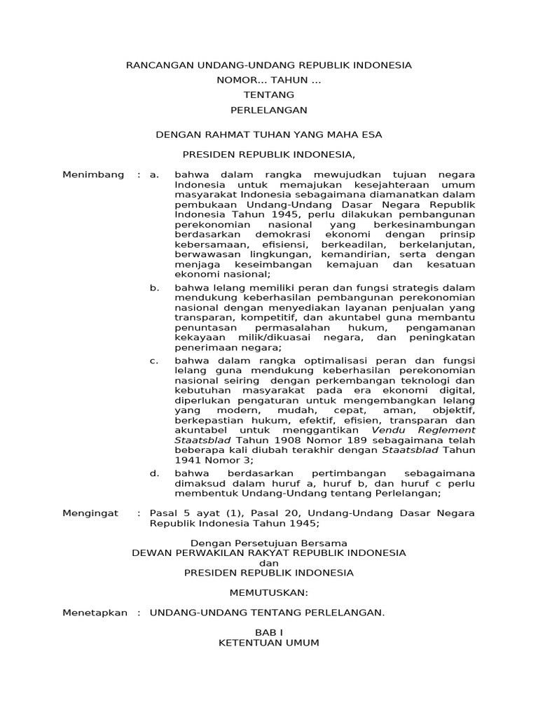 Draft RUU Perlelangan 26102023 | PDF