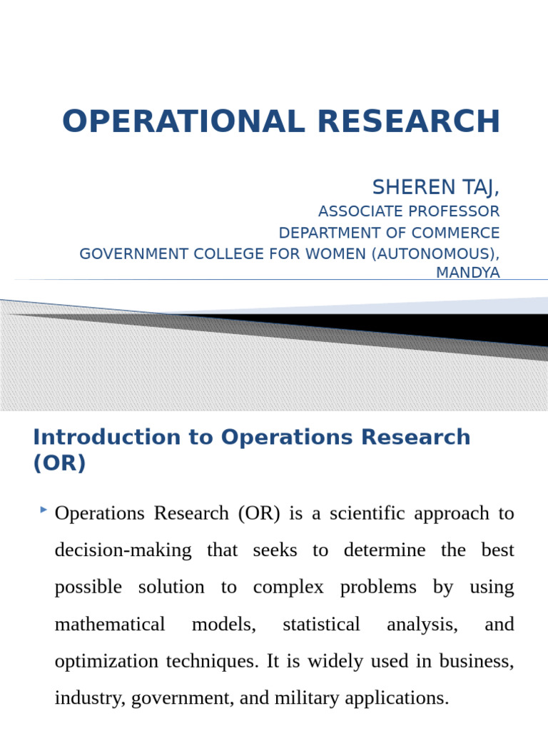 Operational Research 1 | PDF | Mathematical Optimization | Operations Research