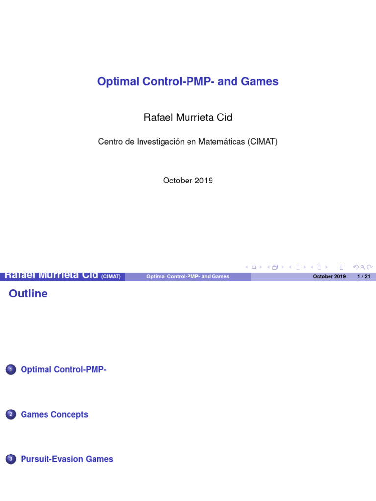 Optimal Control-PMP - and Games | PDF | Mathematical Analysis | Geometry