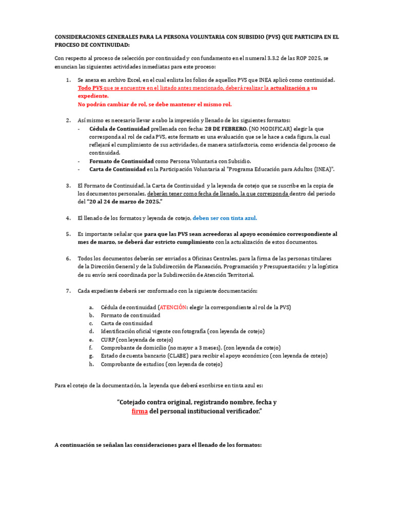 Indicaciones para Actualizacion de Expediente PVS | PDF