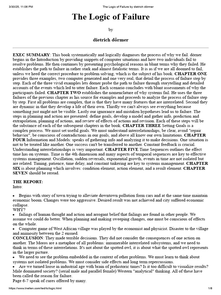 The Logic of Failure by Dietrich Dörmer | PDF | Thought | Predation