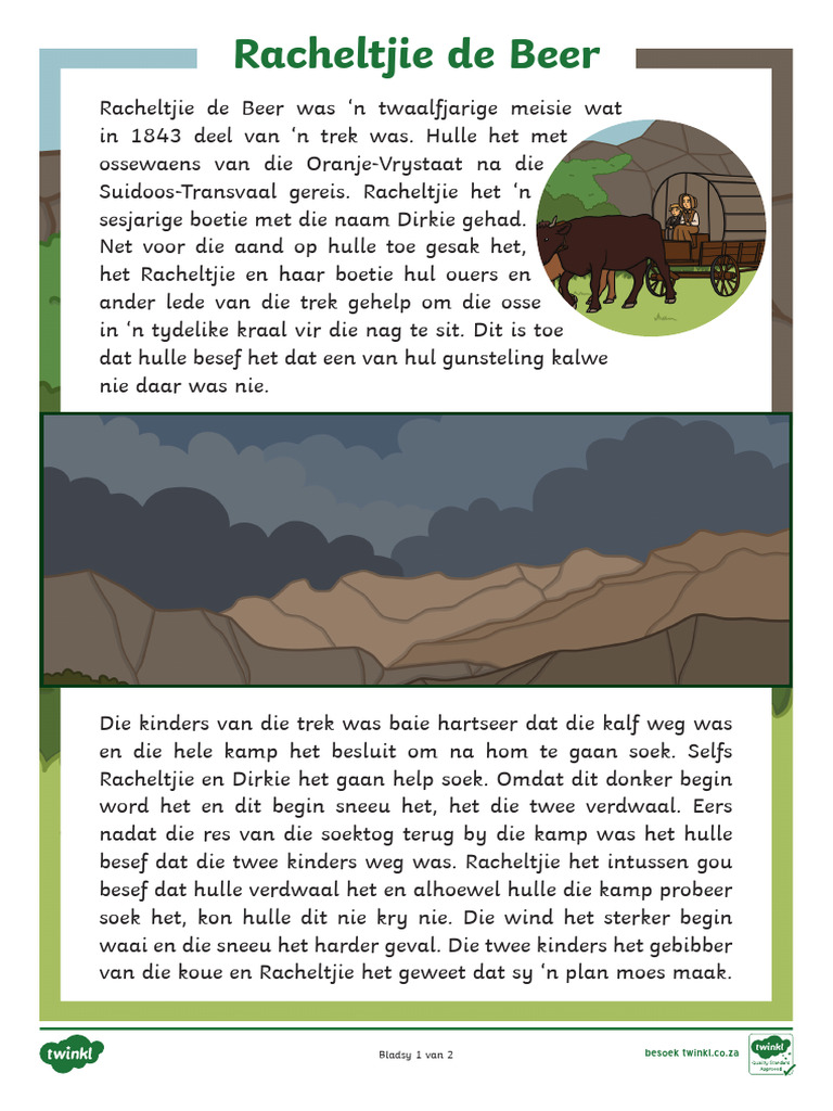 Za HL 604 Die Verhaal Van Racheltjie de Beer Begripslees - Ver - 4 | PDF