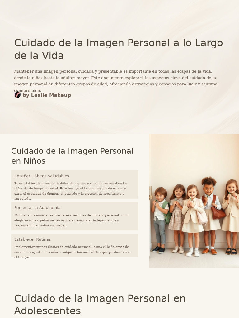 Cuidado de La Imagen Personal A Lo Largo de La Vida | PDF | Adultos | Vejez
