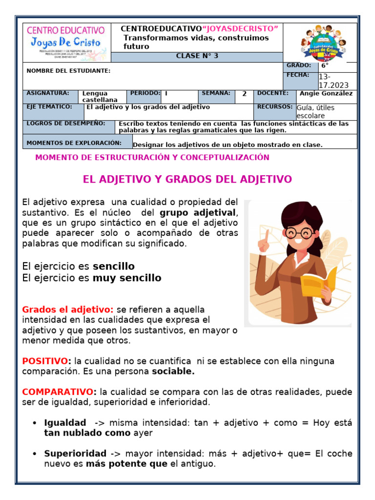 Grados y funciones del adjetivo | PDF | Adjetivo | Sustantivo