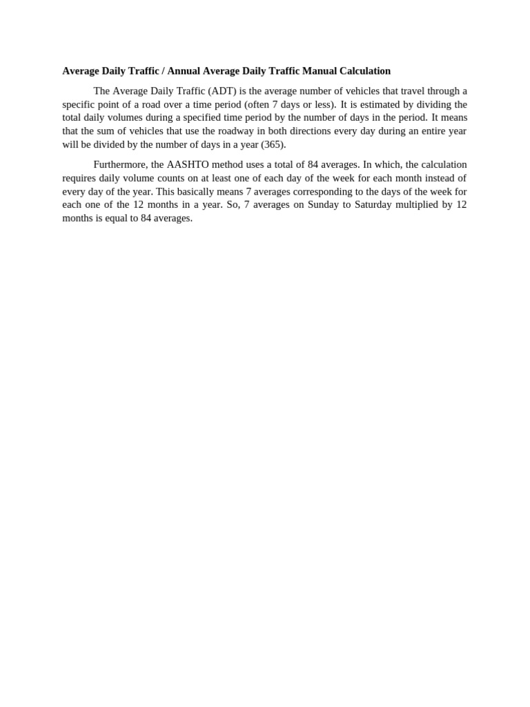 Average Daily Traffic | PDF