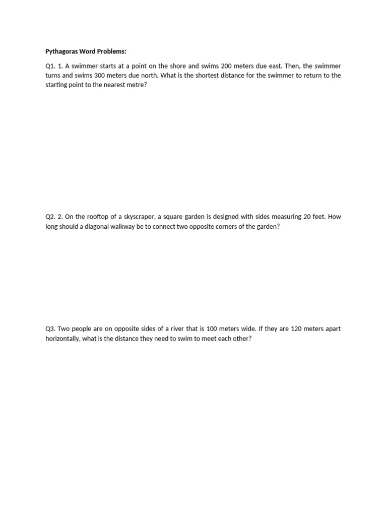 Pythagoras Word Problems | PDF