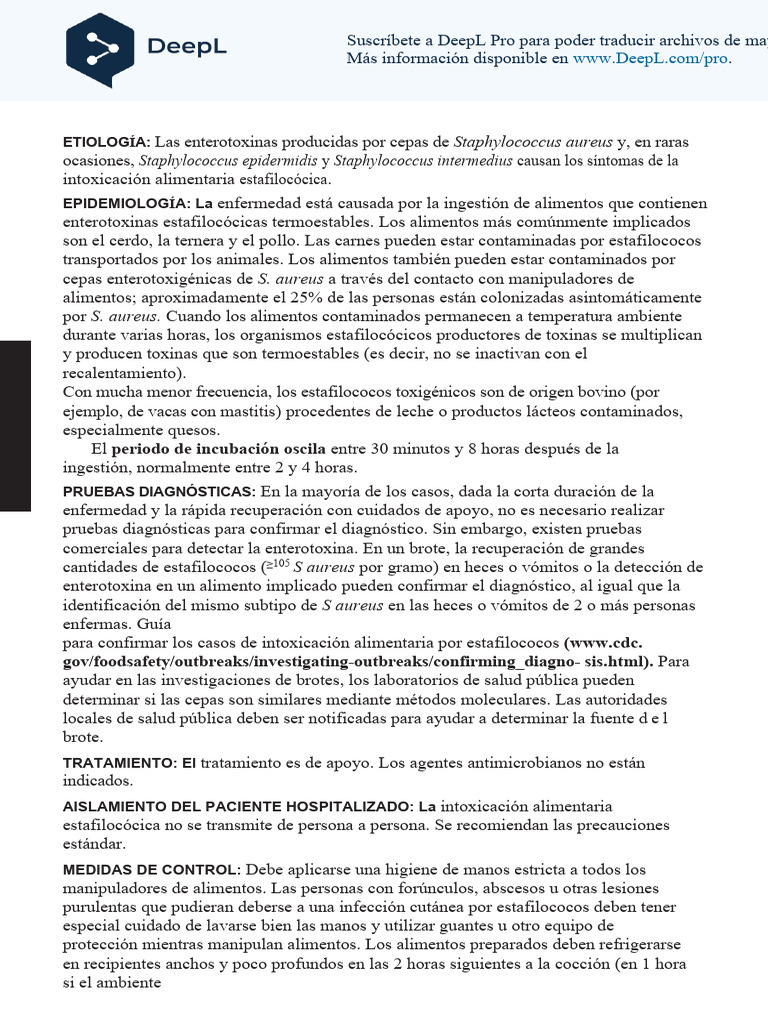 Intoxicación alimentaria por estafilococos | PDF | Staphylococcus ...