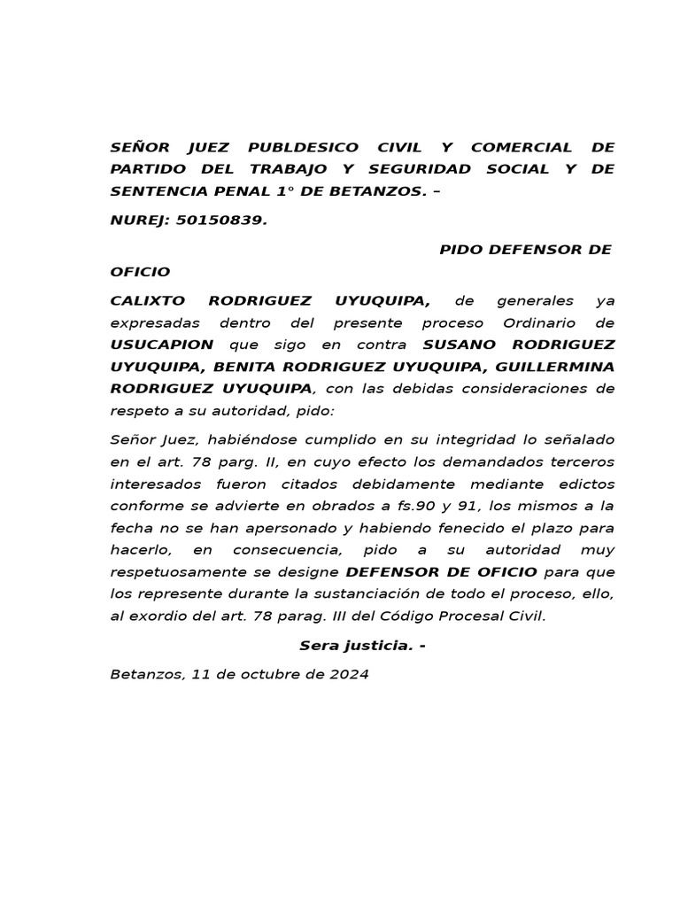 Defensor de Oficio | PDF