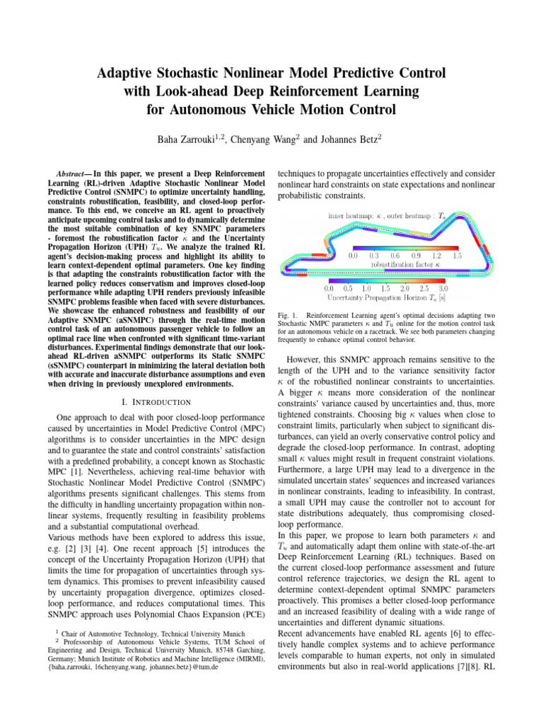 Adaptive Stochastic Nonlinear Model Predictive Control With Look Ahead Dee Pdf Mathematical