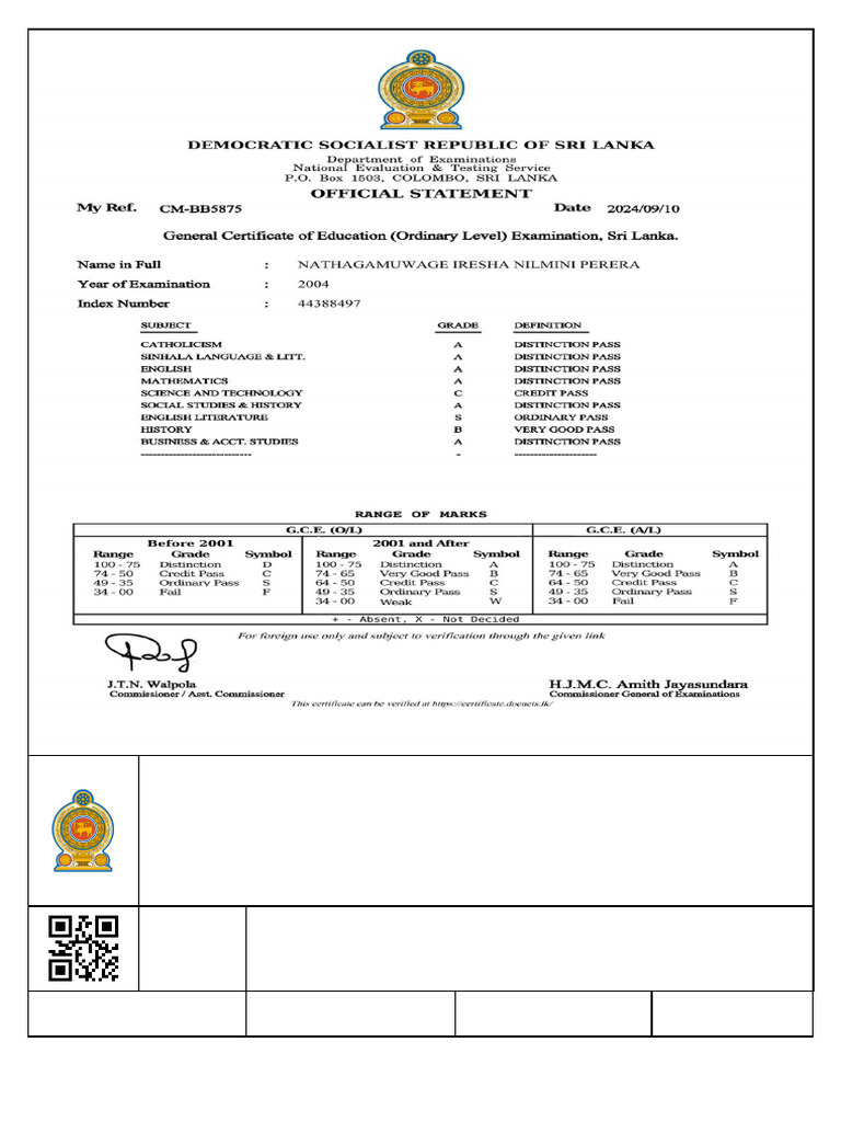 O Level Certificate | PDF