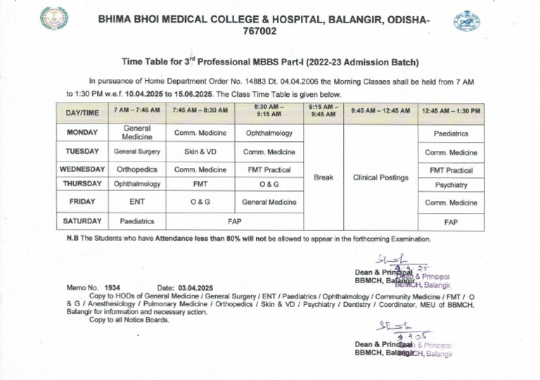 Time Table 2022 Batch | PDF