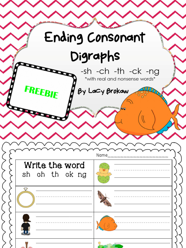 Ending Consonant Digraphs: - SH - CH - TH - CK - NG | PDF