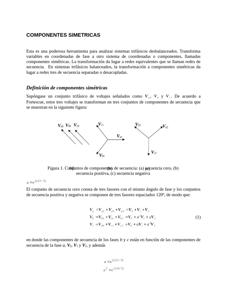 Componentes Simetricas | PDF | Ingenieria Eléctrica | Electricidad
