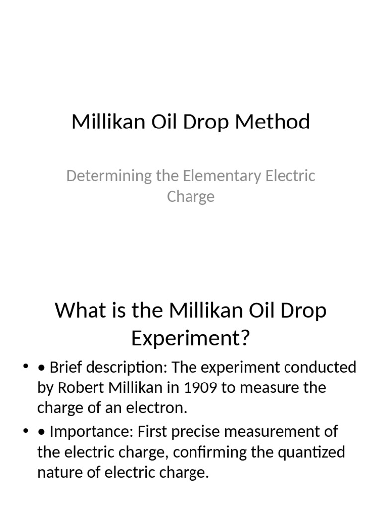 Millikan Oil Drop Method | PDF