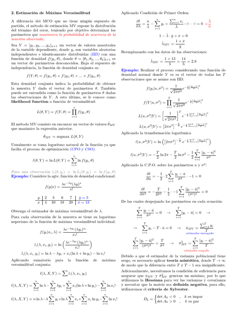 2 Máxima Verosimilitud | PDF | Teoría de la estimación | Teoría estadística