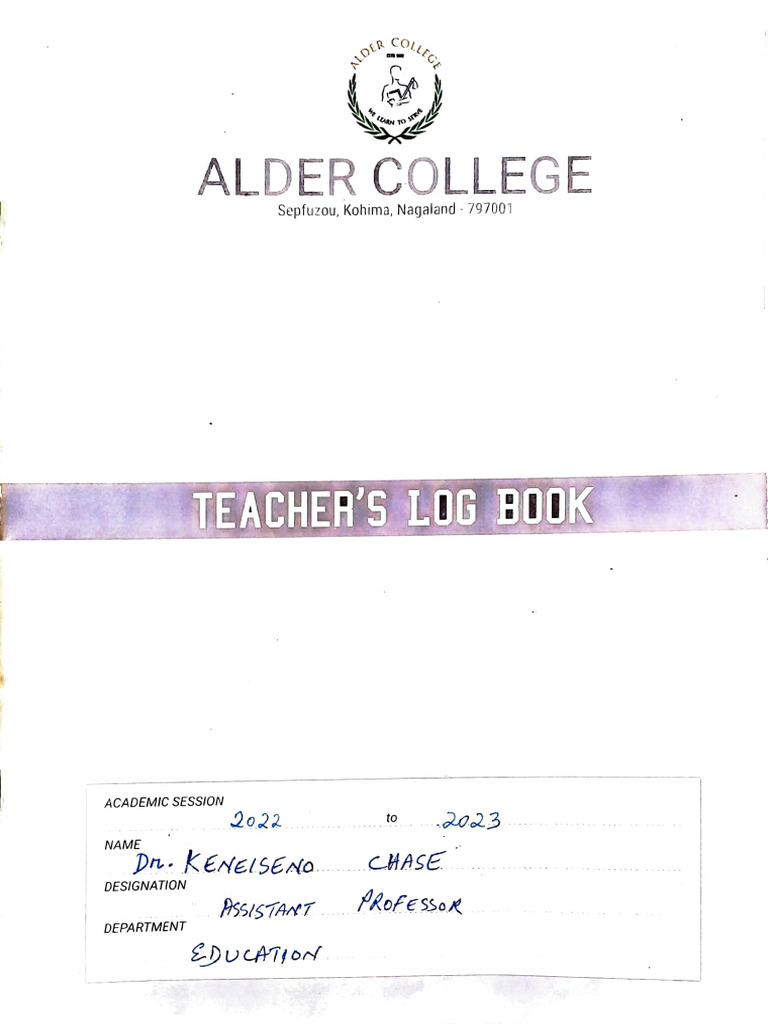 1.1.1 Teachers Log Book | PDF