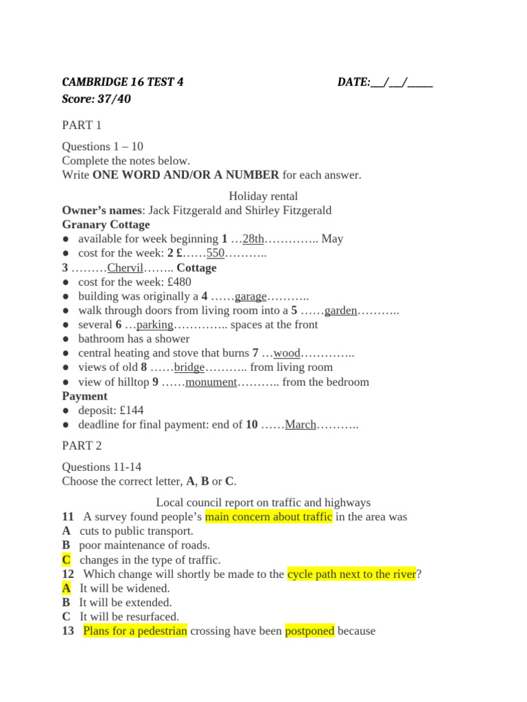 CAMBRIDGE 16 Lis TEST 4 | PDF | Land Transport | Transport