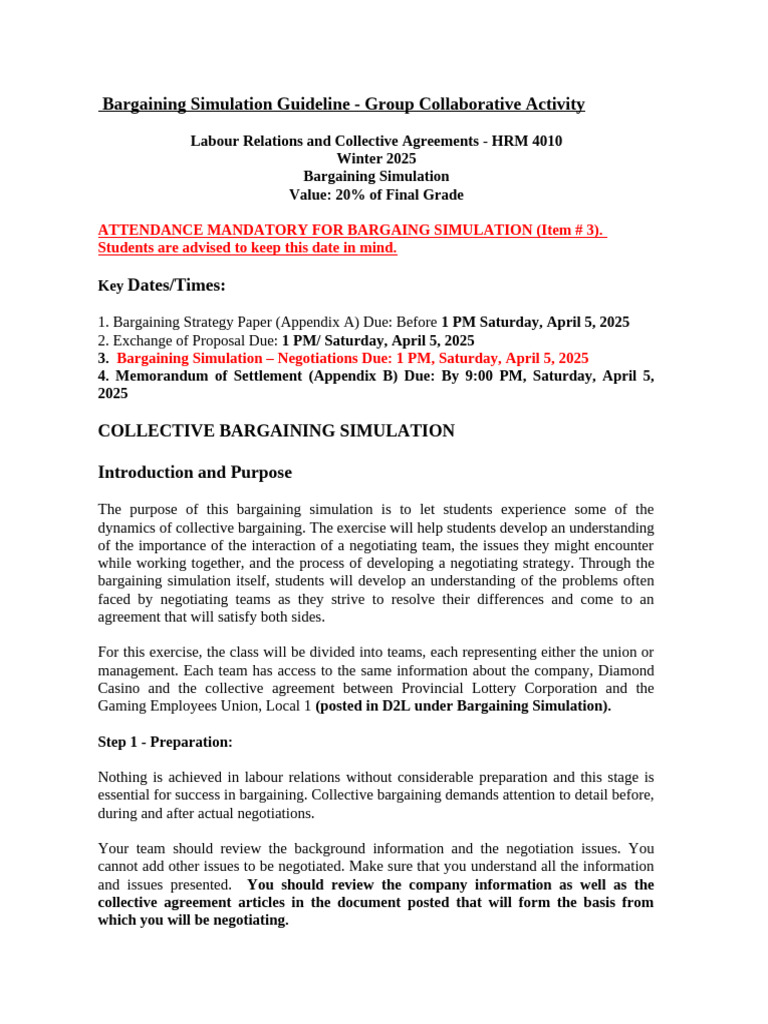 BARGAINING SIMULATION SIMULATION Guideline-Final | PDF | Bargaining | Negotiation