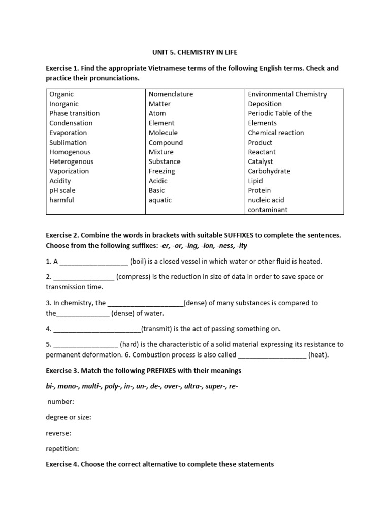 Material For Students - Unit 5 | PDF | Chemistry | Atoms