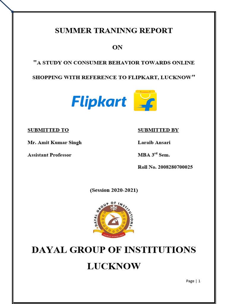 A Study On Consumer Behavior Towards Online Shopping With Reference To Flipkart Lucknow | PDF ...