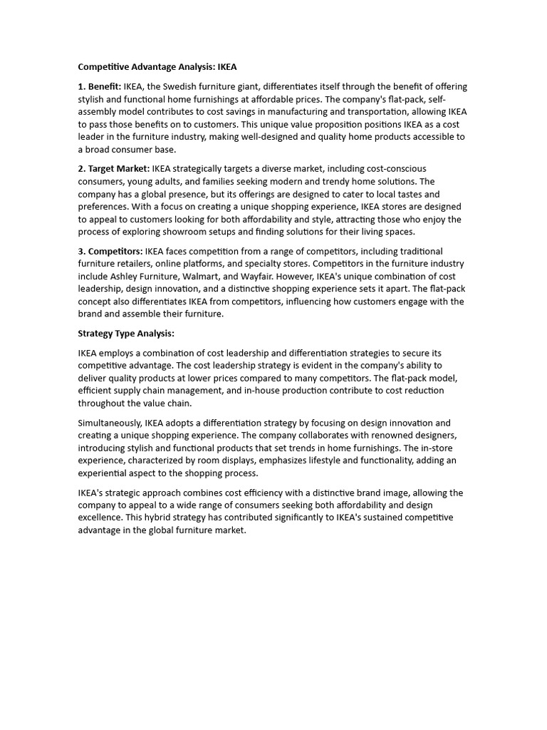IKEA's Competitive Advantage Explained | PDF | Competitive Advantage ...