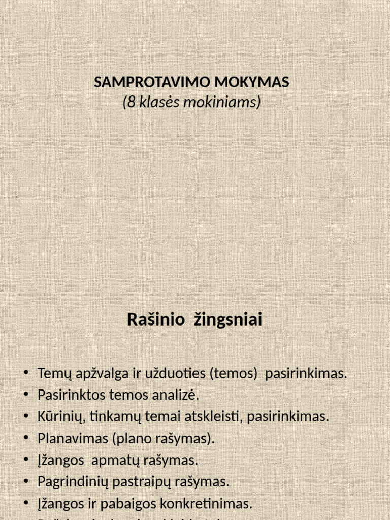 Samprotavimo Rasinio Mokymas 8 Klaseje (Teorija Ir Praktika) | PDF