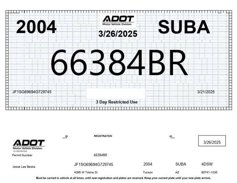 Temp License Plate Temp Registration | PDF
