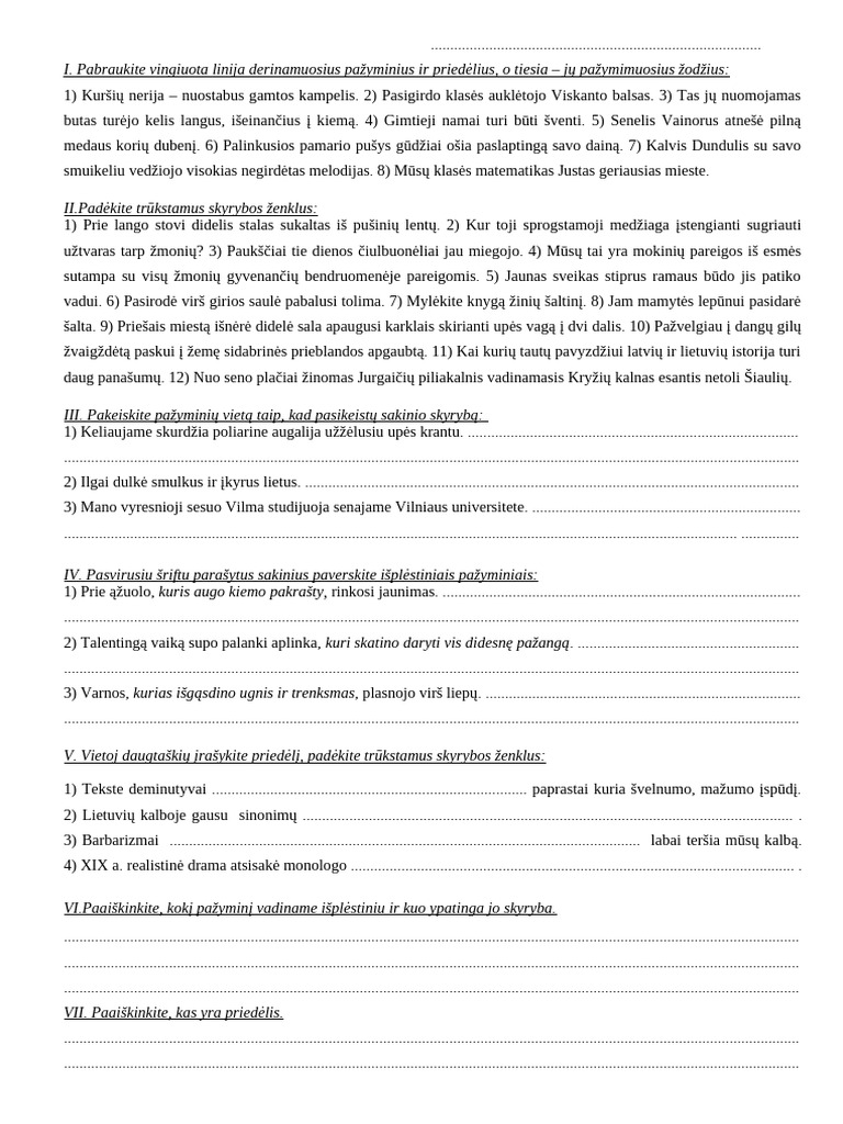 Kontrolinis - Pazyminiai.priedeliai.8 KL | PDF