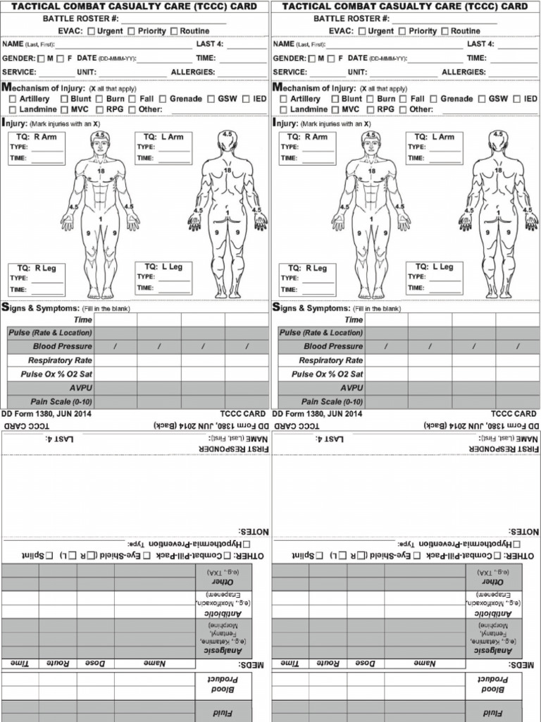 DD 1380 Form TCCC Card | PDF
