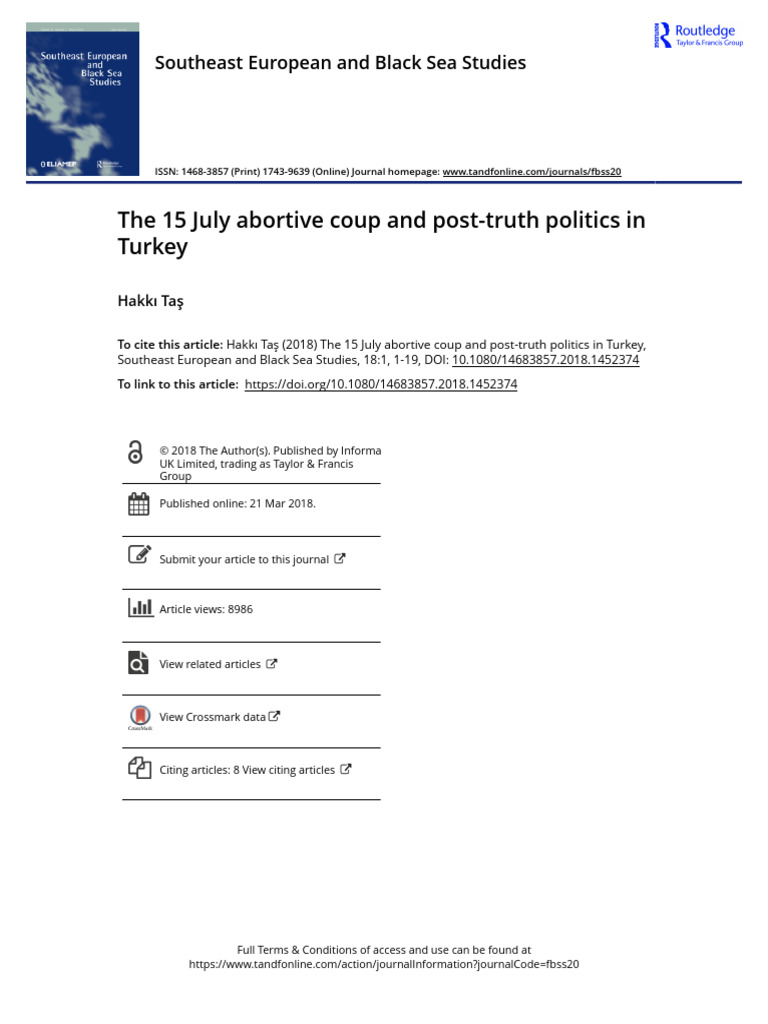 The 15 July Abortive Coup and Post-Truth Politics in Turkey | PDF ...