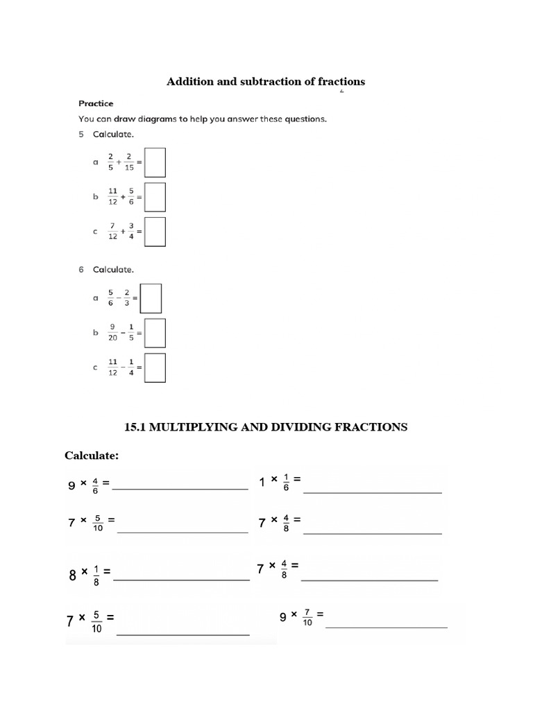 15.1 Mutiplying and Dividing Fractions | PDF