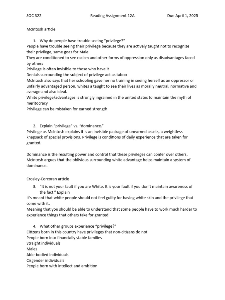Understanding White Privilege and Awareness | PDF | Injustice | Social ...