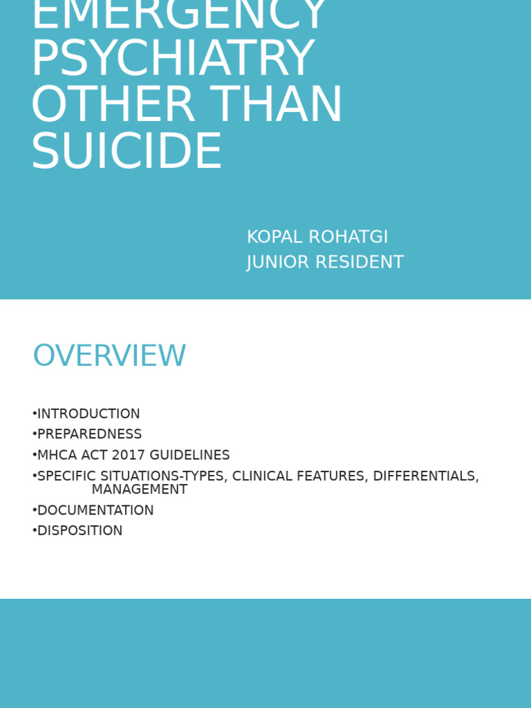 Emergency Psychiatry Protocols and Guidelines | PDF | Psychiatry ...