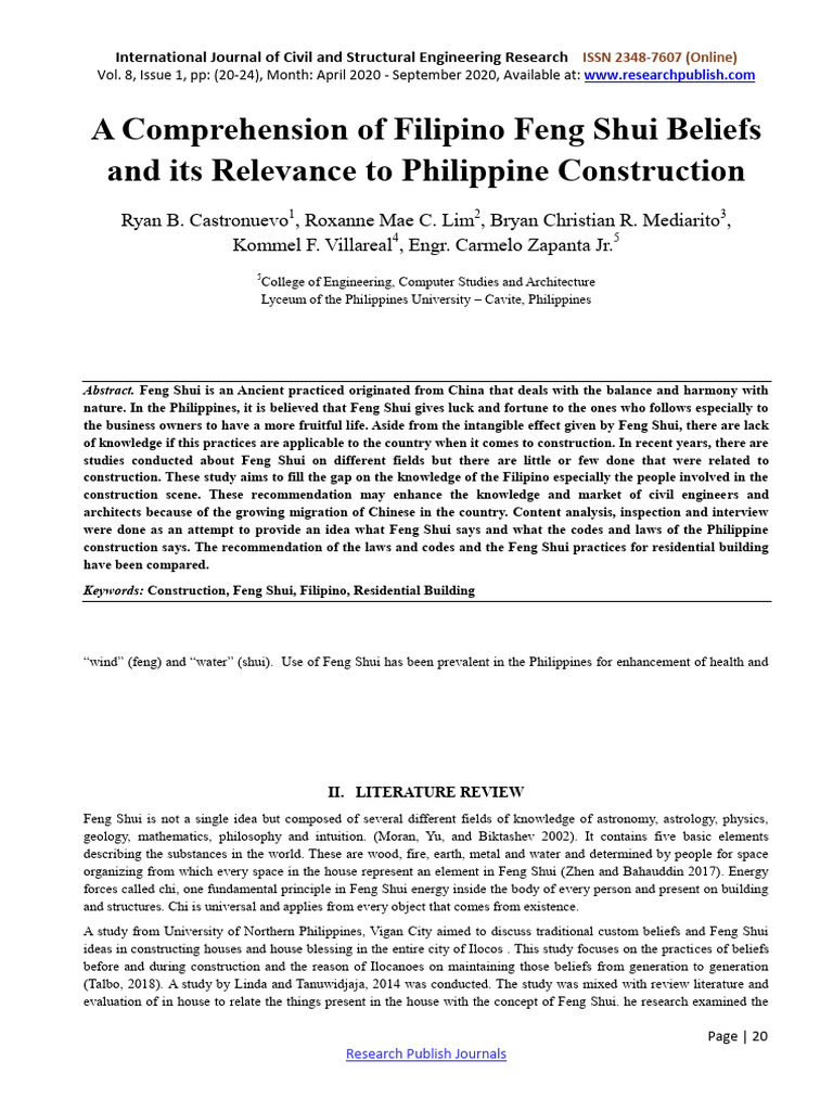 Feng Shui Practices in Philippine Construction | PDF | Feng Shui ...