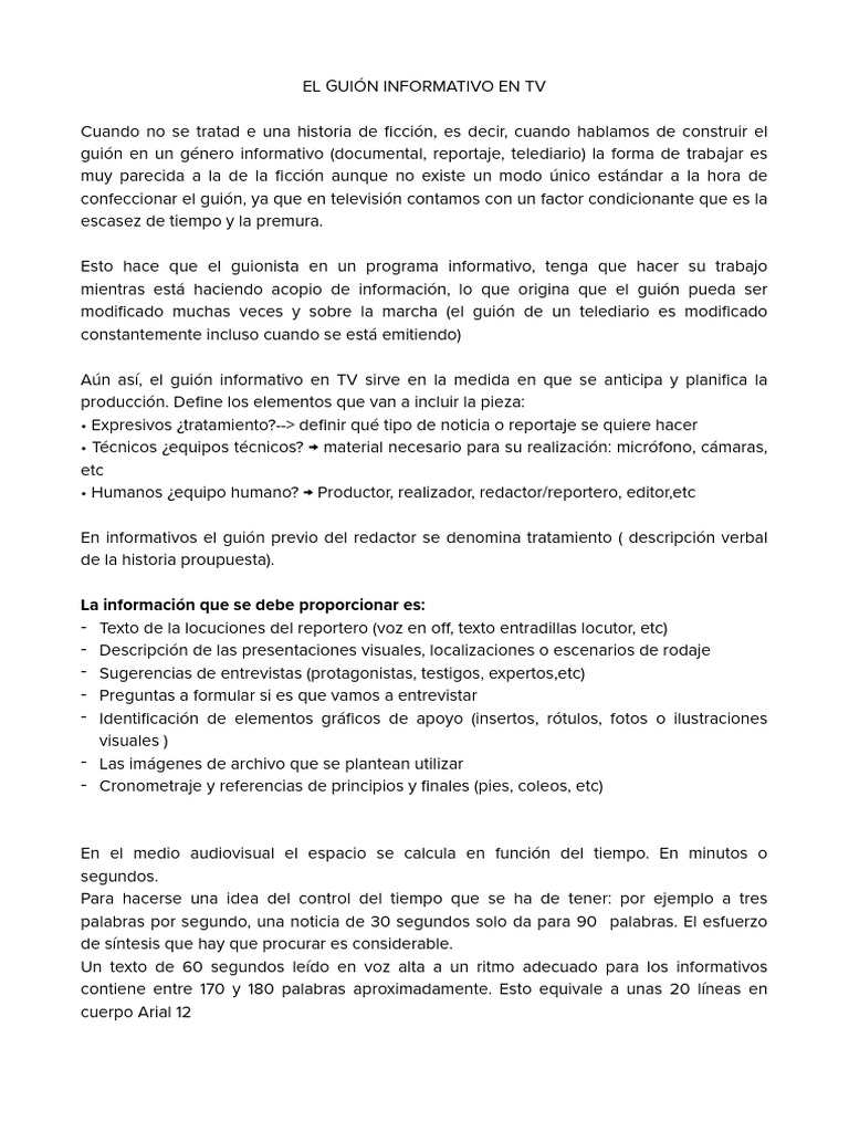 El Formato de Guión de Los Programas Informativos - v1-1 | PDF