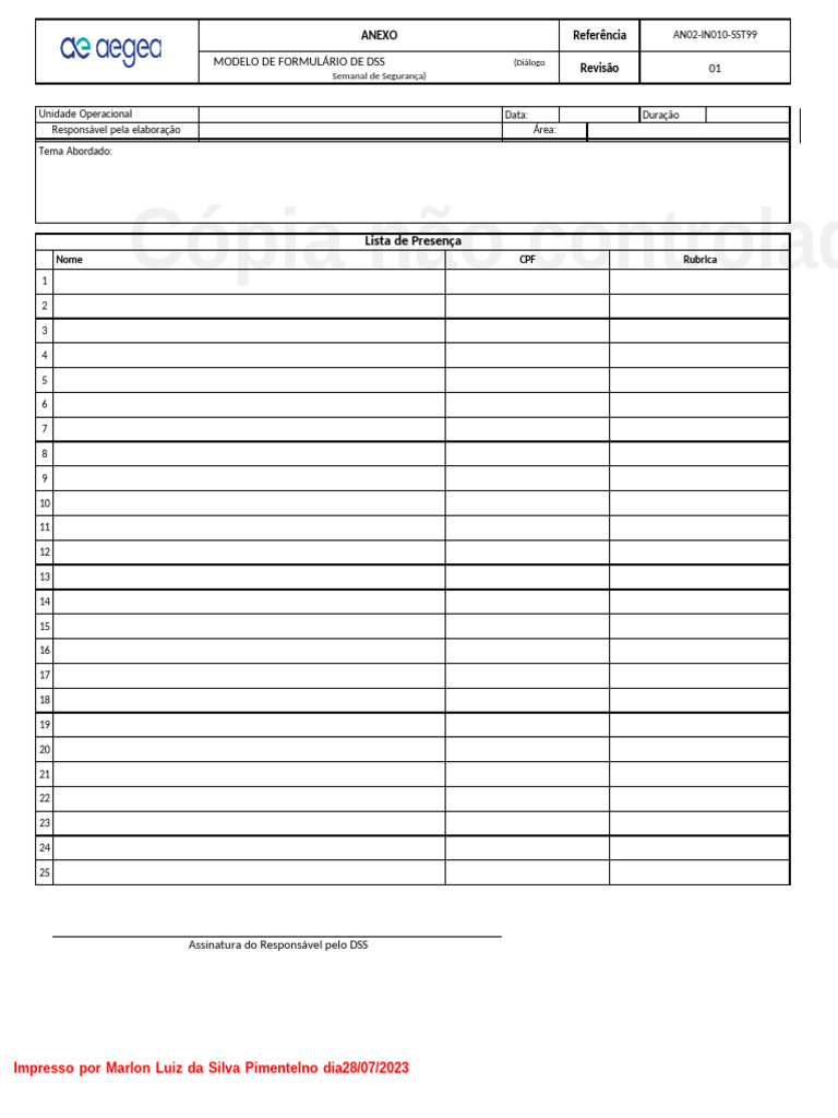 Modelo de Formulário DSS | PDF