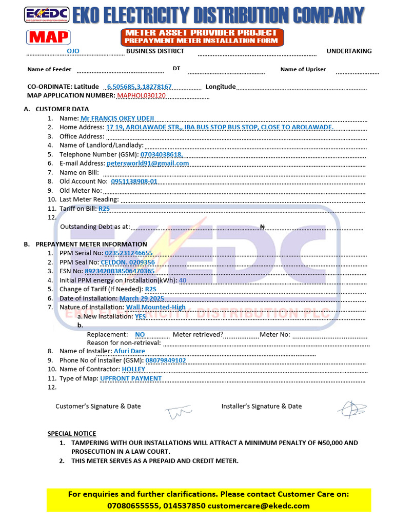 0235231246655-Installation Form | PDF