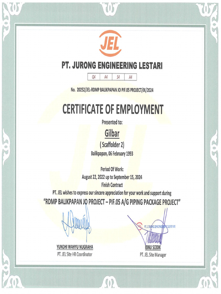 Gilbar - Paklaring | PDF