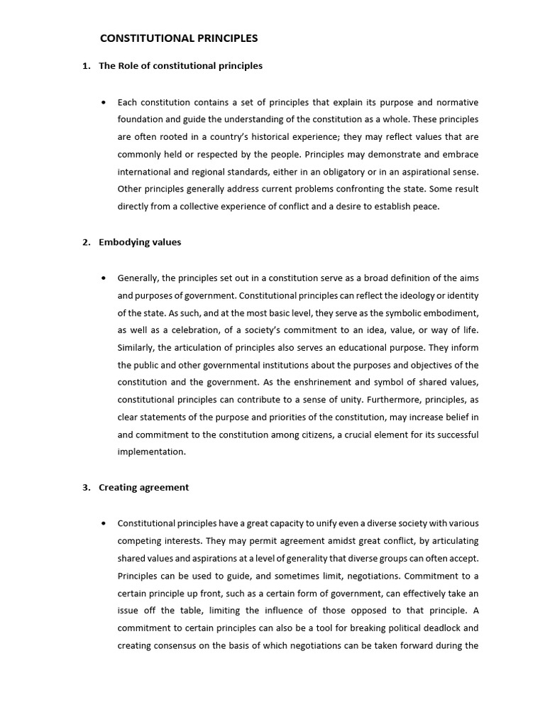 CONSTITUTIONAL PRINCIPLES - An Overview | PDF | Constitution | Experience